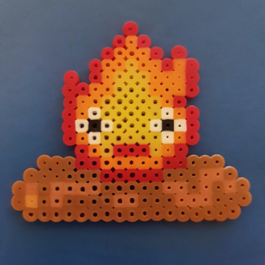 Calcifer chaveiro ou imã | Perler / hama beads | Pixel Art | Shopee Brasil
