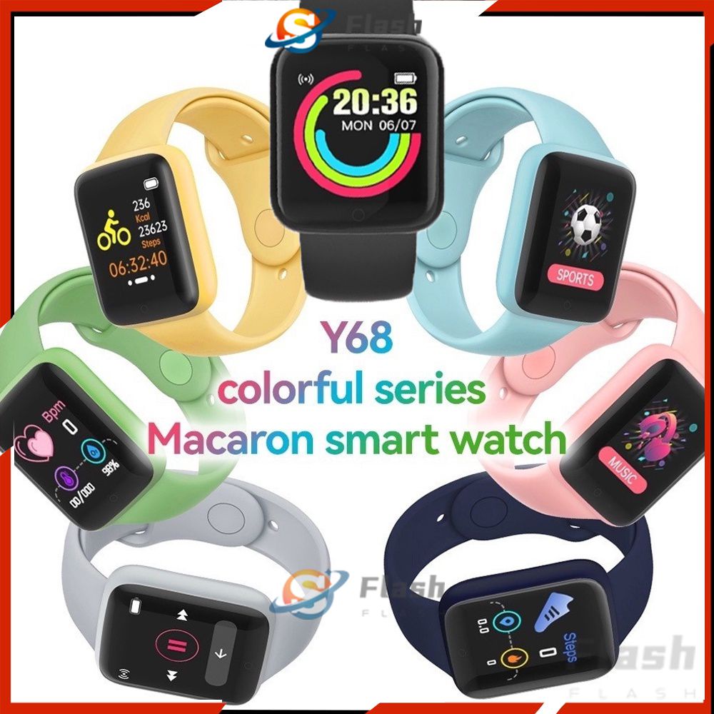 Smartwatch Y68 Ip67 Frequência Cardíaca Impermeável 1.44 Polegadas Para Android Ios PK FD68 M6 ...