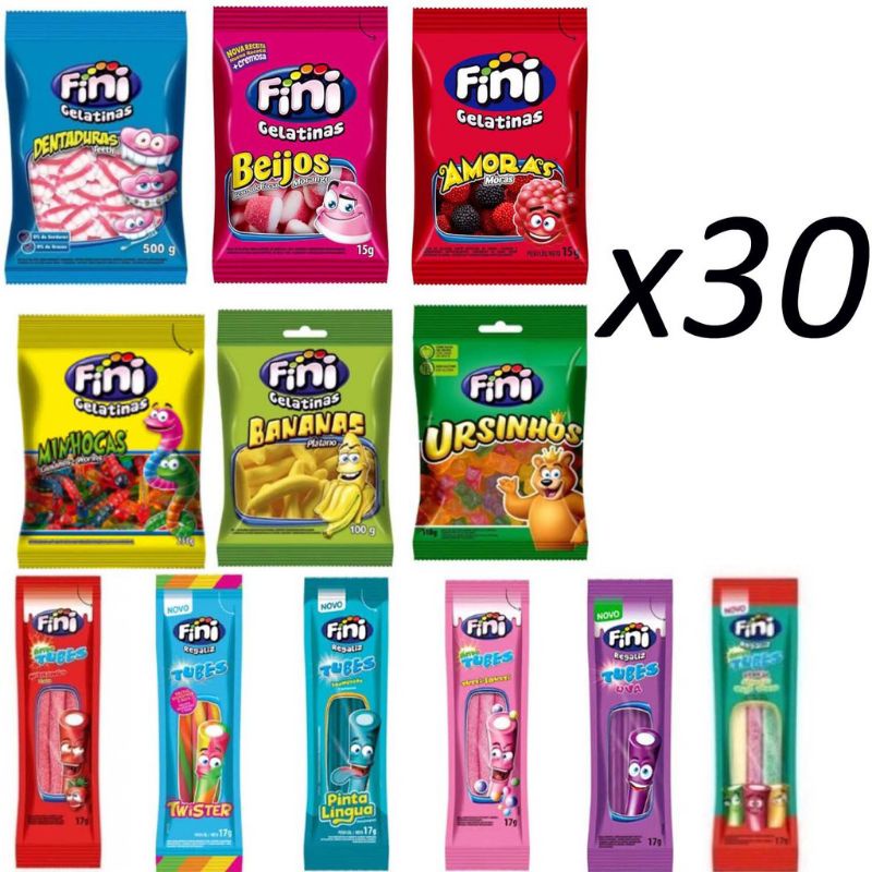 Kit Com 30 Pacotes de Fini. Sabores Diversos | Shopee Brasil