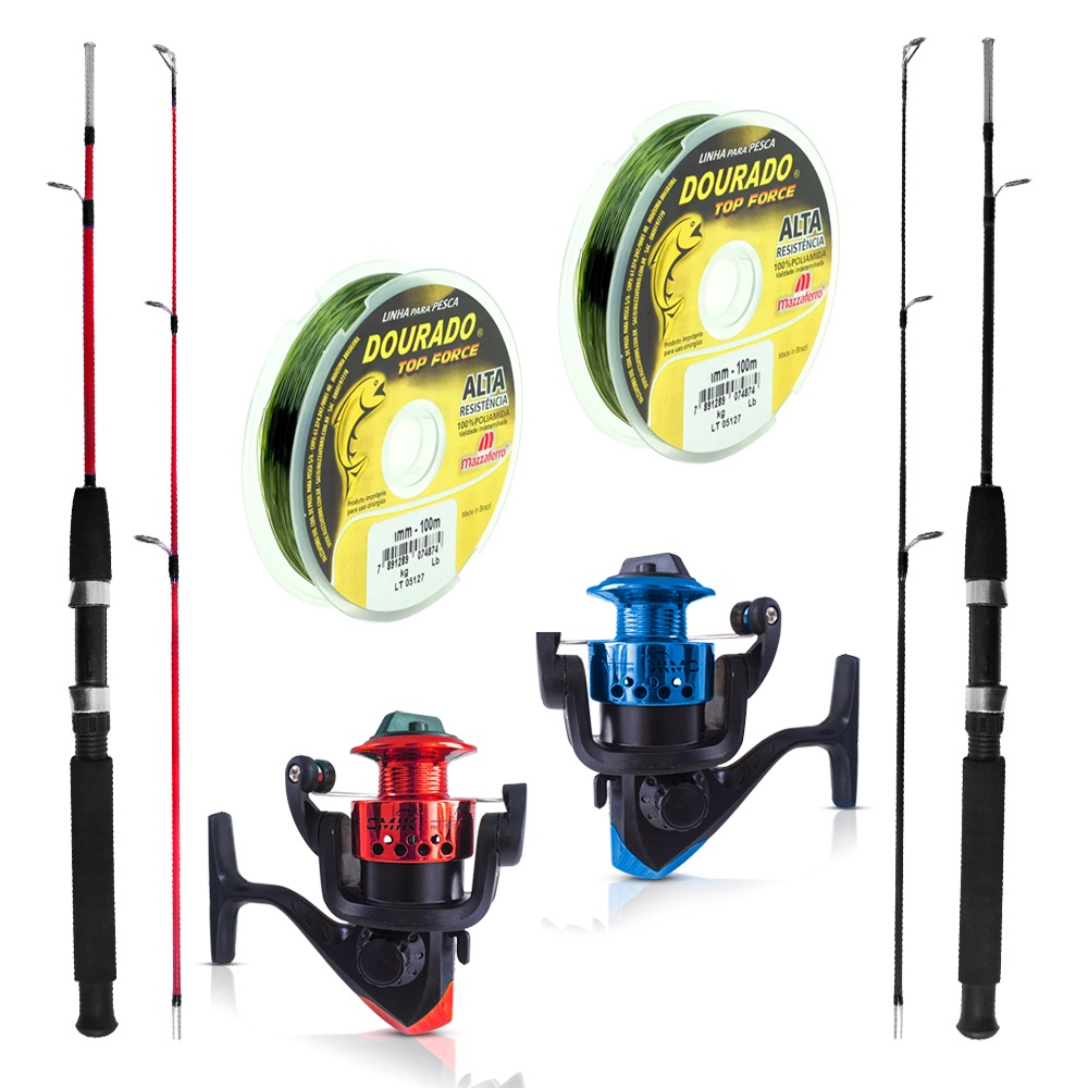 Kit Pesca Vara e Molinete 2 Vara 2 Molinete Com Linhas (REF62) | Shopee Brasil