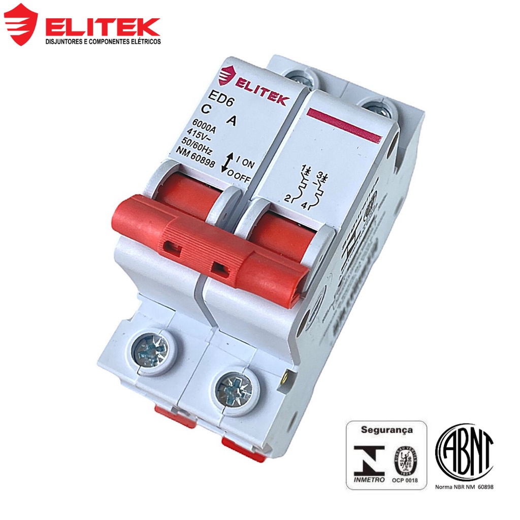 Disjuntor ELITEK Bipolar Duplo 10A 16A 20A 25A 32A 40A 50A 63A | Shopee Brasil