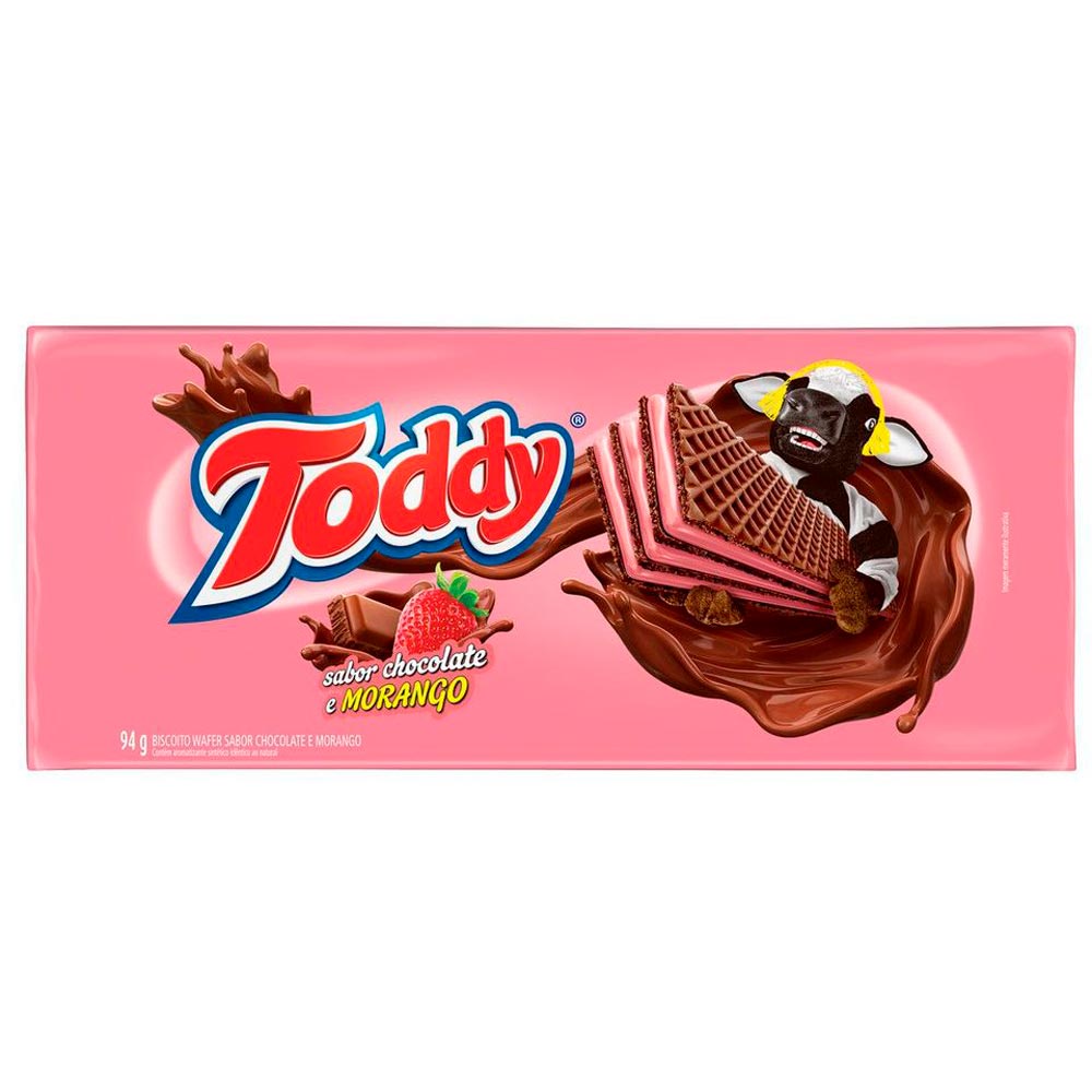 Bolacha Biscoito Wafer Chocolate e Morango Toddy 94g | Shopee Brasil