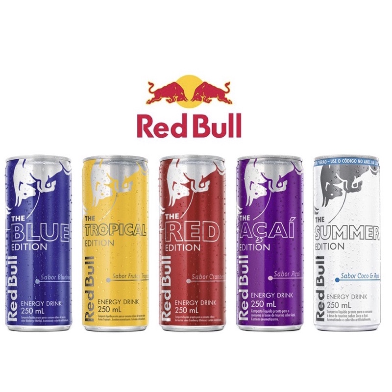 Energético Red Bull 250ml sabores Tradicional, Sem açúcar, Açaí ...