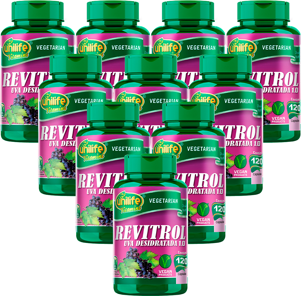 Kit 10 Un Sem. de Uva Revitrol Resveratrol 500mg 1200 Caps | Shopee Brasil