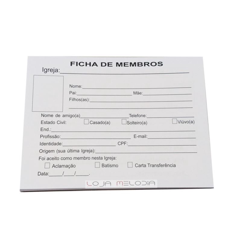 Pacote Com 20 Fichas De Membros. 14x19 Cm | Shopee Brasil