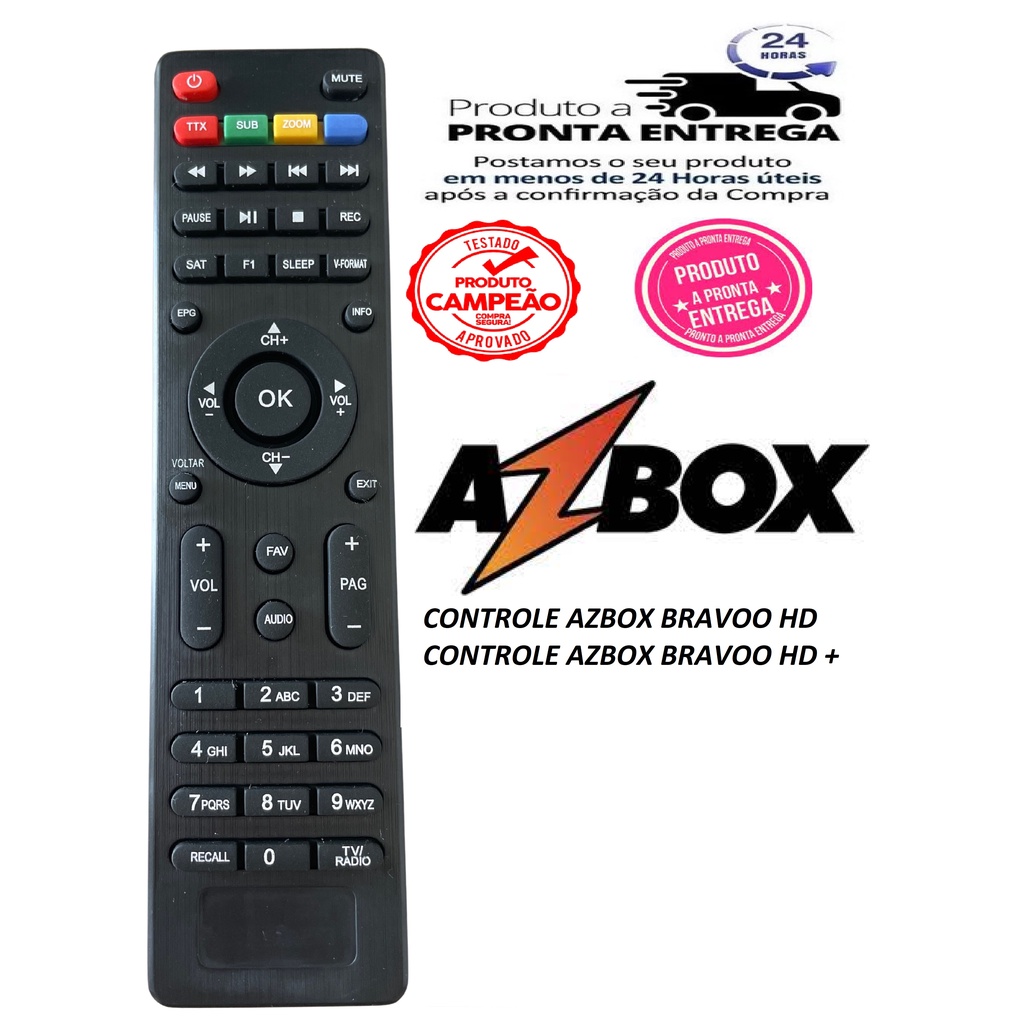 Controle azbox bravoo + pronta entrega + BRINDE | Shopee Brasil