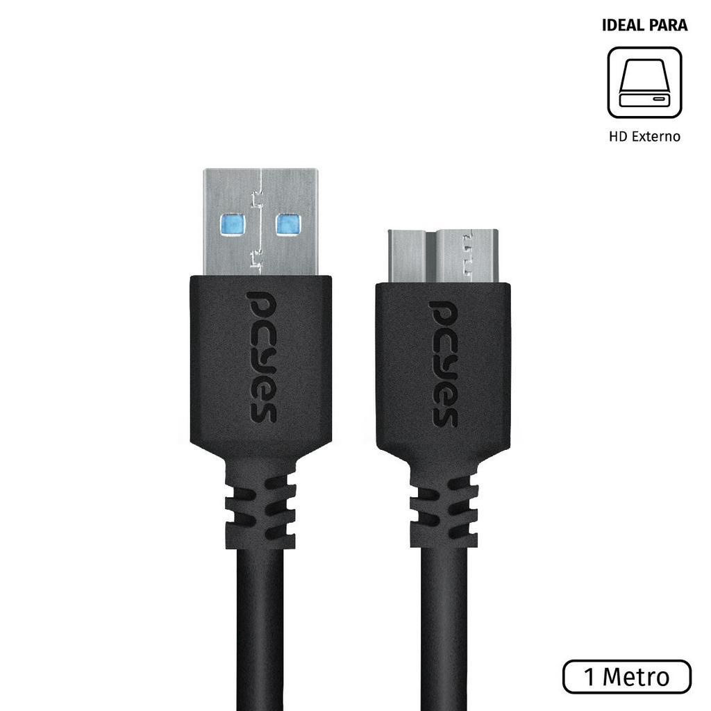 Cabo para HD Externo USB a 3.0 Macho para Micro USB B 3.0 (10 Pinos ...
