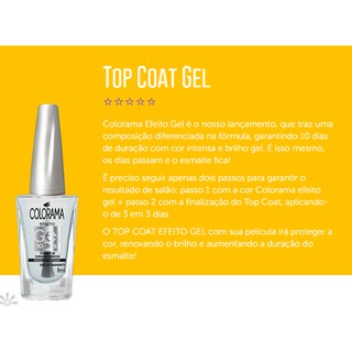 Esmalte Colorama Gel Top Coat Brilho Diamante 8ml | Shopee Brasil