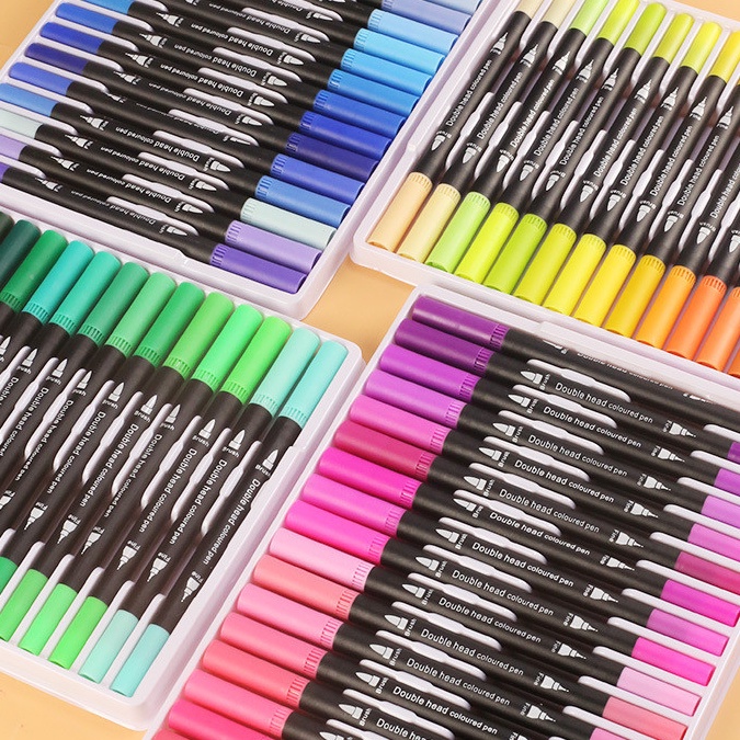 12/24/36/48/60 Cores Caneta Com Ponta Dupla Brush Pen/Kit De Canetas ...