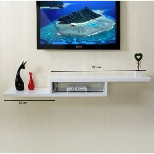 Nicho Prateleira Suspenso Para Sala Parede Embaixo da TV Madeira Painel ...