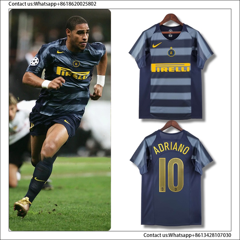 04-05 Camisa De Futebol Retro Inter Milan ADRIANO Internacional Milão ...