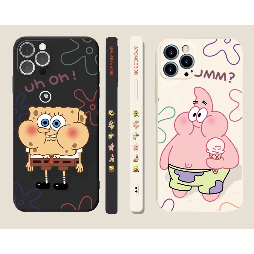 Para Samsung Galaxy Cute Phone Square Edge Case Cartoon SpongeBob ...