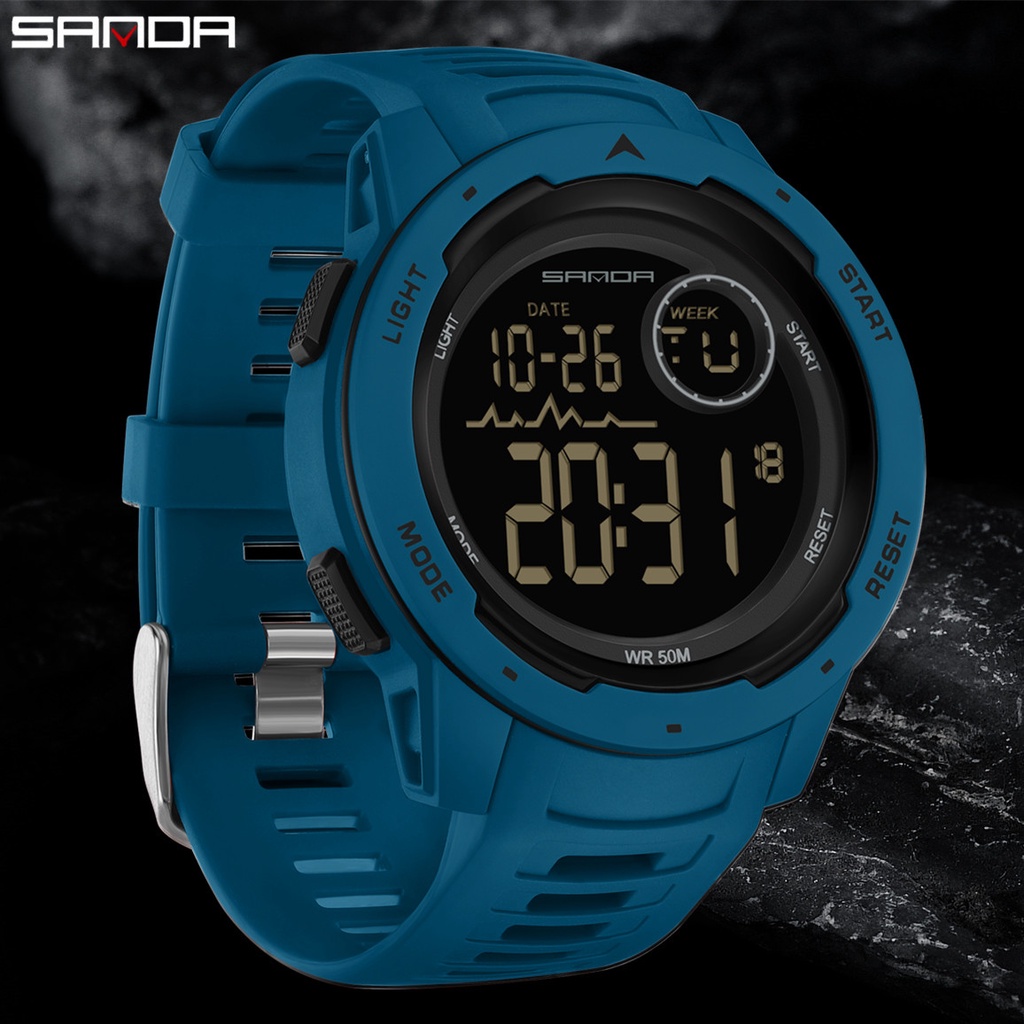Marca SANDA Moda Militar Relógio Esportivo Eletrônico Digital Masculino À Prova D'água ...