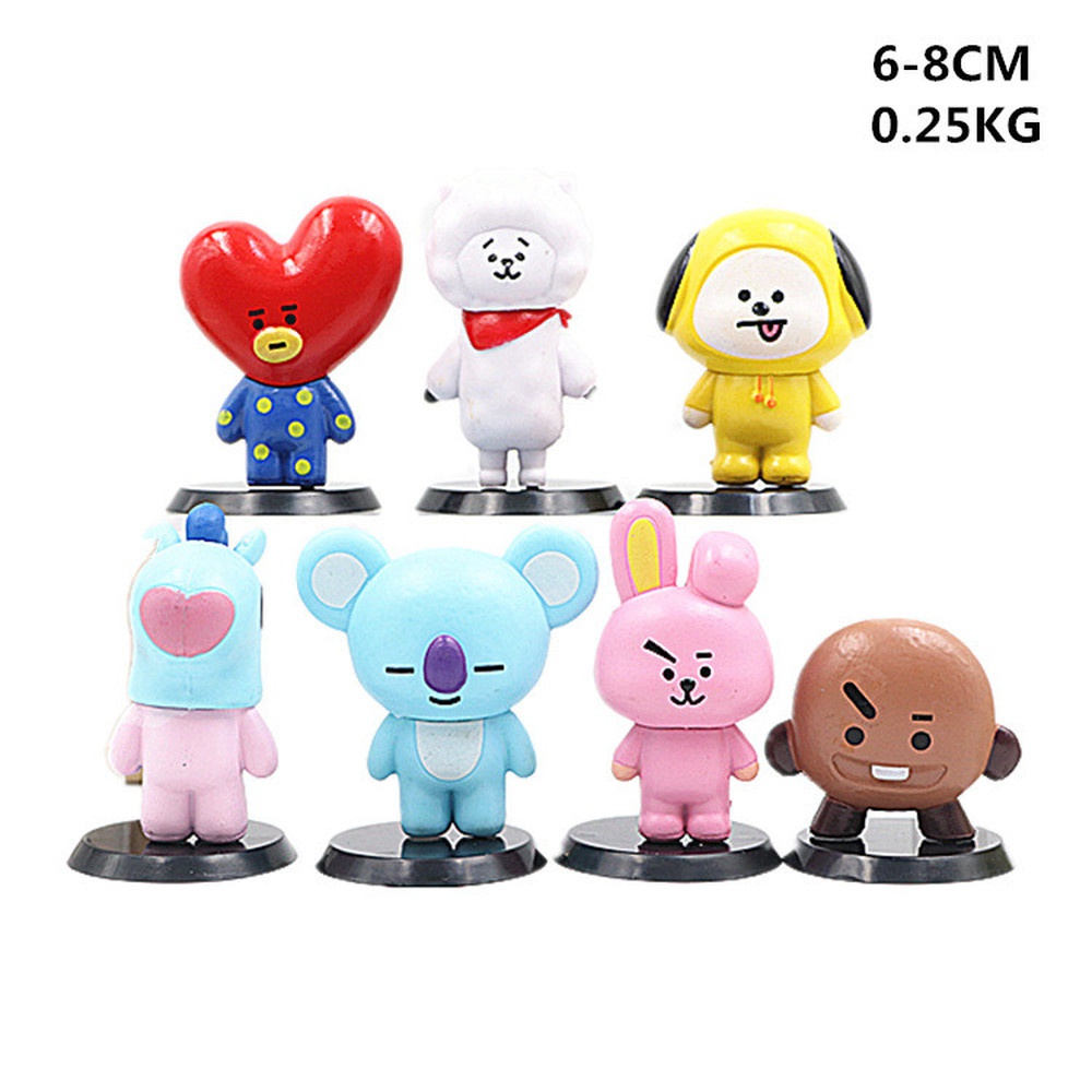7 Pçs / Set Kpop Bts Bt21 Mini Standing Figura Boneca Coleção Modelo ...