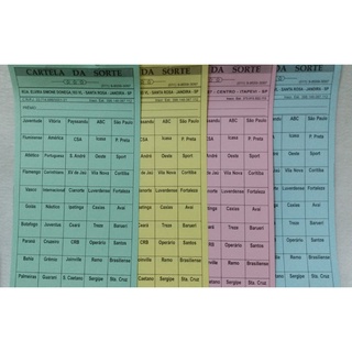 cartela de rifa com 50 times pacote com 10, cartela da sorte , cores variadas | Shopee Brasil