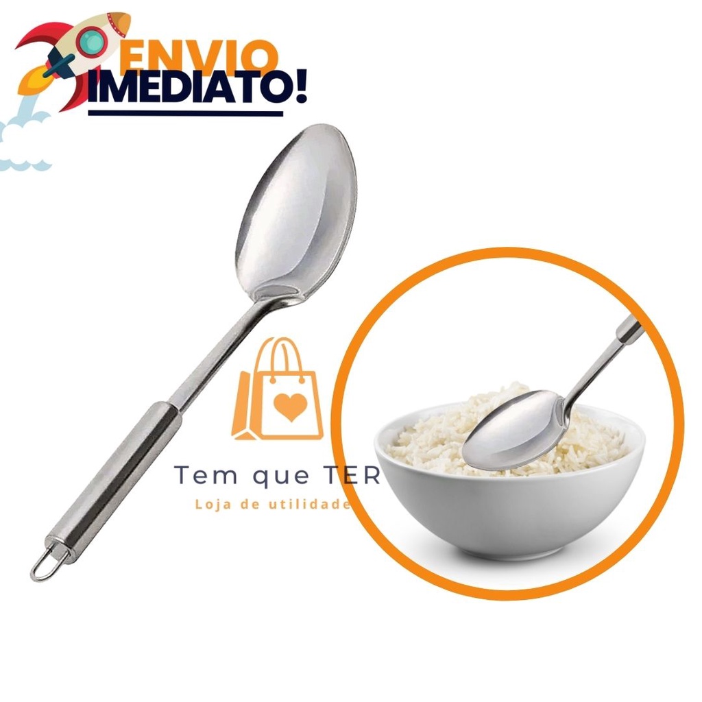 Colher de Arroz Grande De Inox Para Arroz 32 Cm | Shopee Brasil