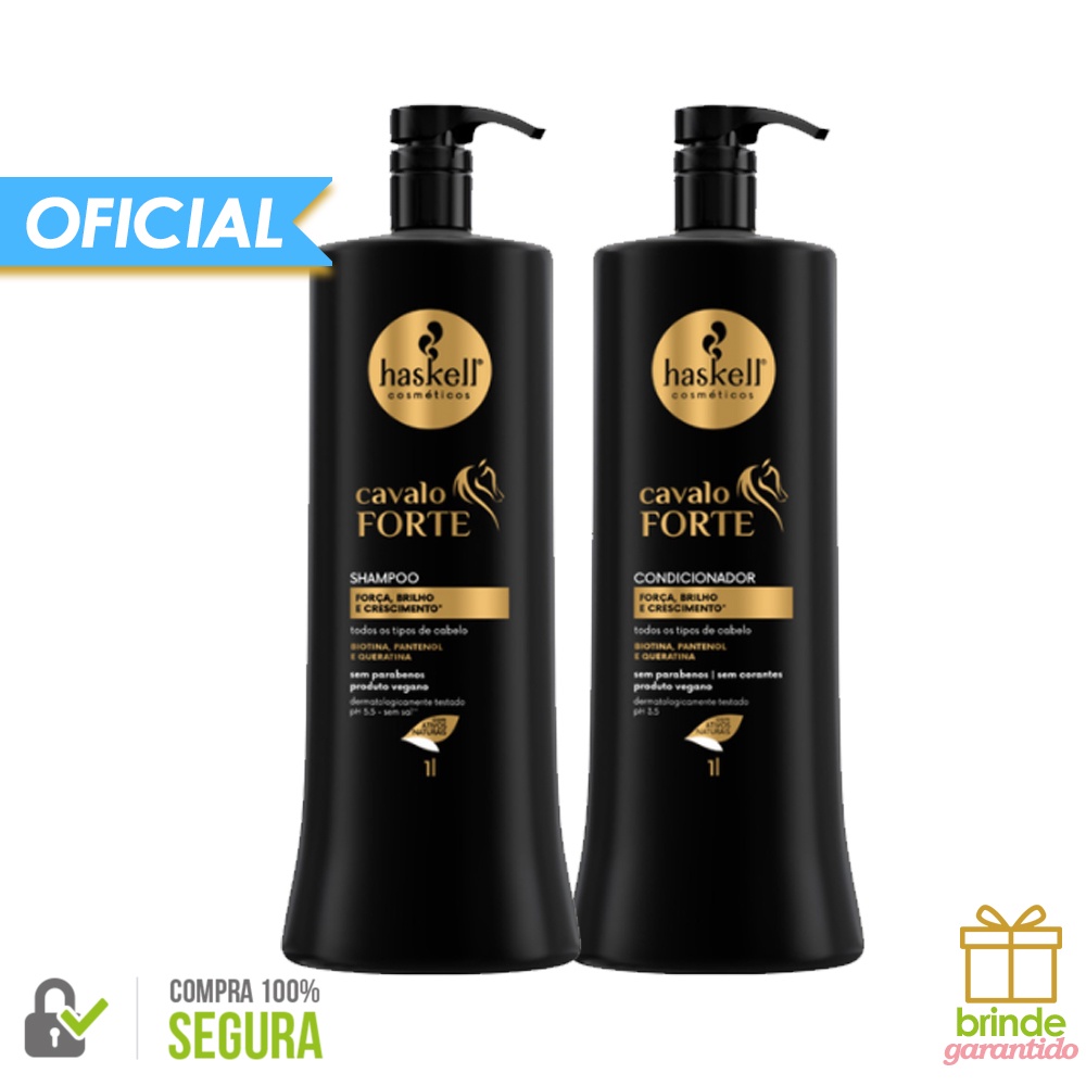 Haskell Cavalo Forte 1 Litro Shampoo/Condicionador Kit Cresce Cabelo Original | Shopee Brasil