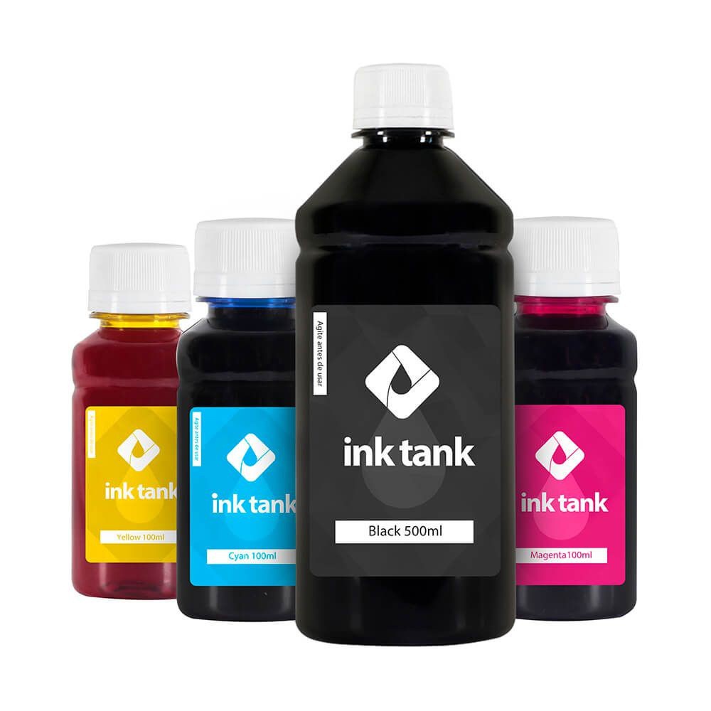 KIT 4 TINTAS PARA EPSON L395 CORANTE ECOTANK BLACK 500ML E COLORIDAS ...