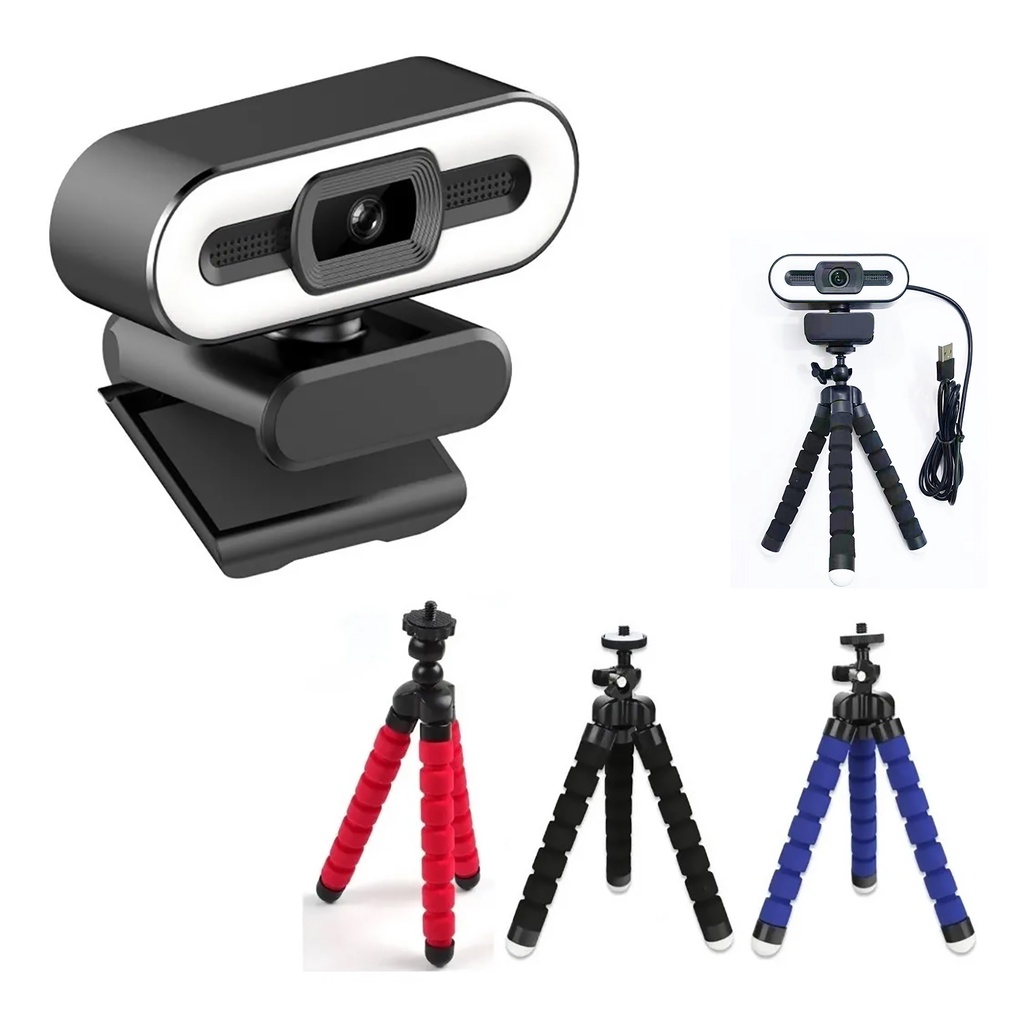 Webcam Full Hd 1080p Com Led Microfone Embutido Acompanha Tripé ...