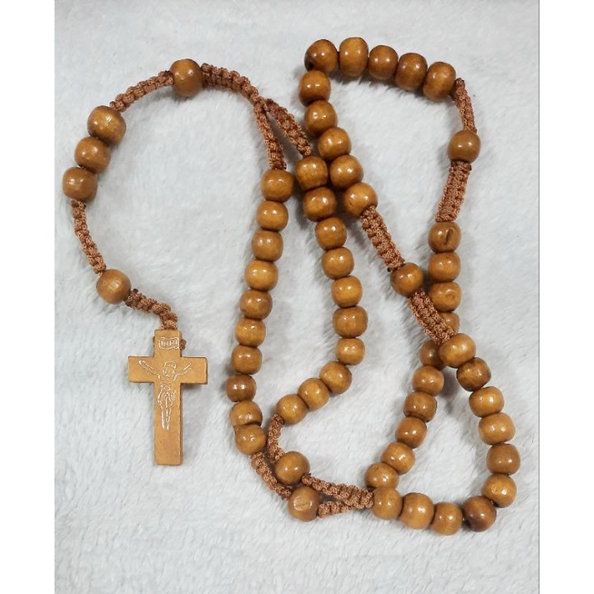 Terço Religioso Rosario Católico Madeira Metal | Shopee Brasil