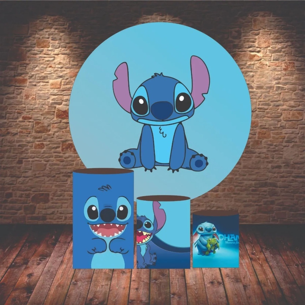 Painel Redondo Capas De Cilindro Em Lona Festa Lilo E Stitch Shopee ...