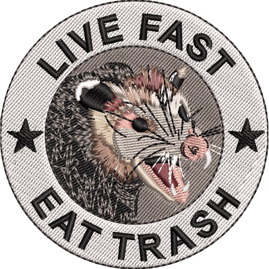 Patch Live Fast Eat Trash termocolante motociclismo bordado - Escorrega ...