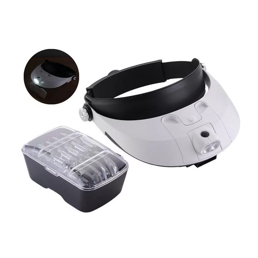 Super Lupa Cabeca Profissional 2 Leds + 5 Lentes 3 Ajustes Protecao ...