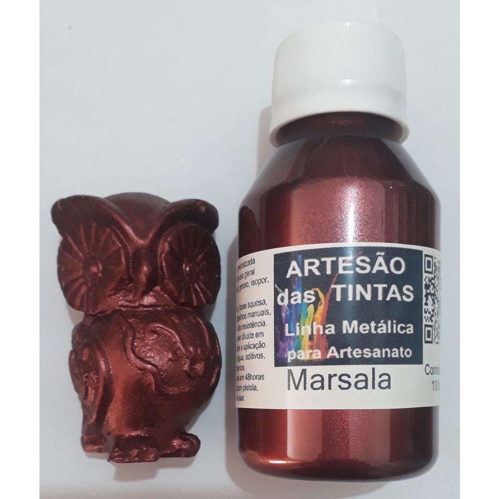 Tinta Perola Marsala Metálica para Artesanato - 100ml | Shopee Brasil