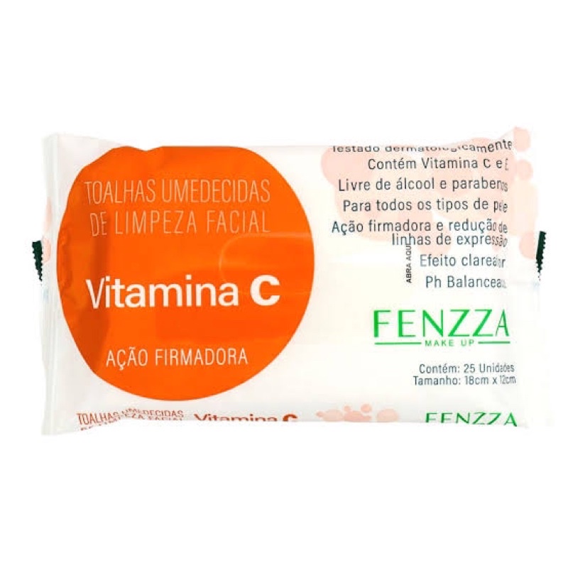 Toalhas Umedecida Demaquilante Limpeza Facial Vitamina C Fenzza