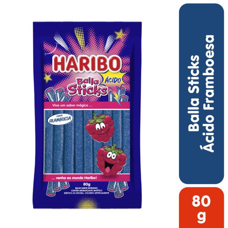 Balla Sticks Acido Framboesa Haribo 80g | Shopee Brasil