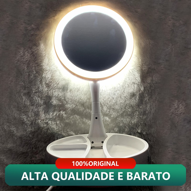 Espelho de maquiagem luminoso / espelho de maquiagem LED / luz de preenchimento dobrável ...