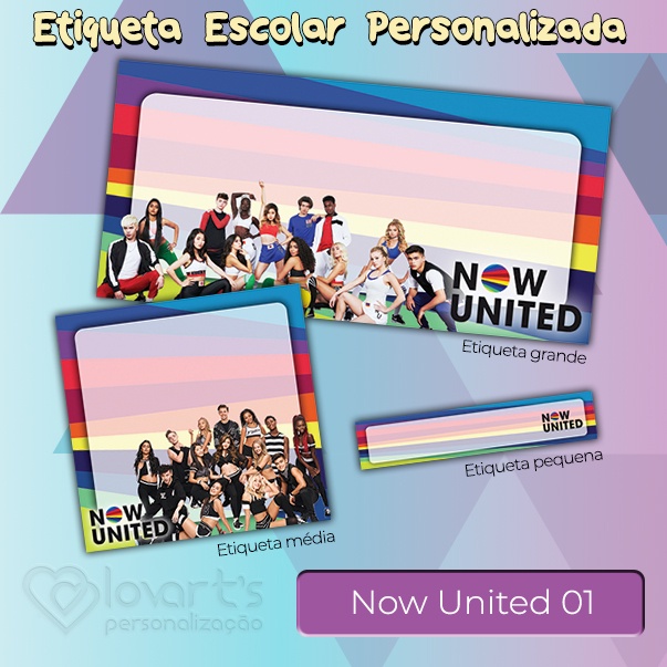NOW UNITED 01 - Kit de Etiqueta Escolar Personalizada / Cartela de ...
