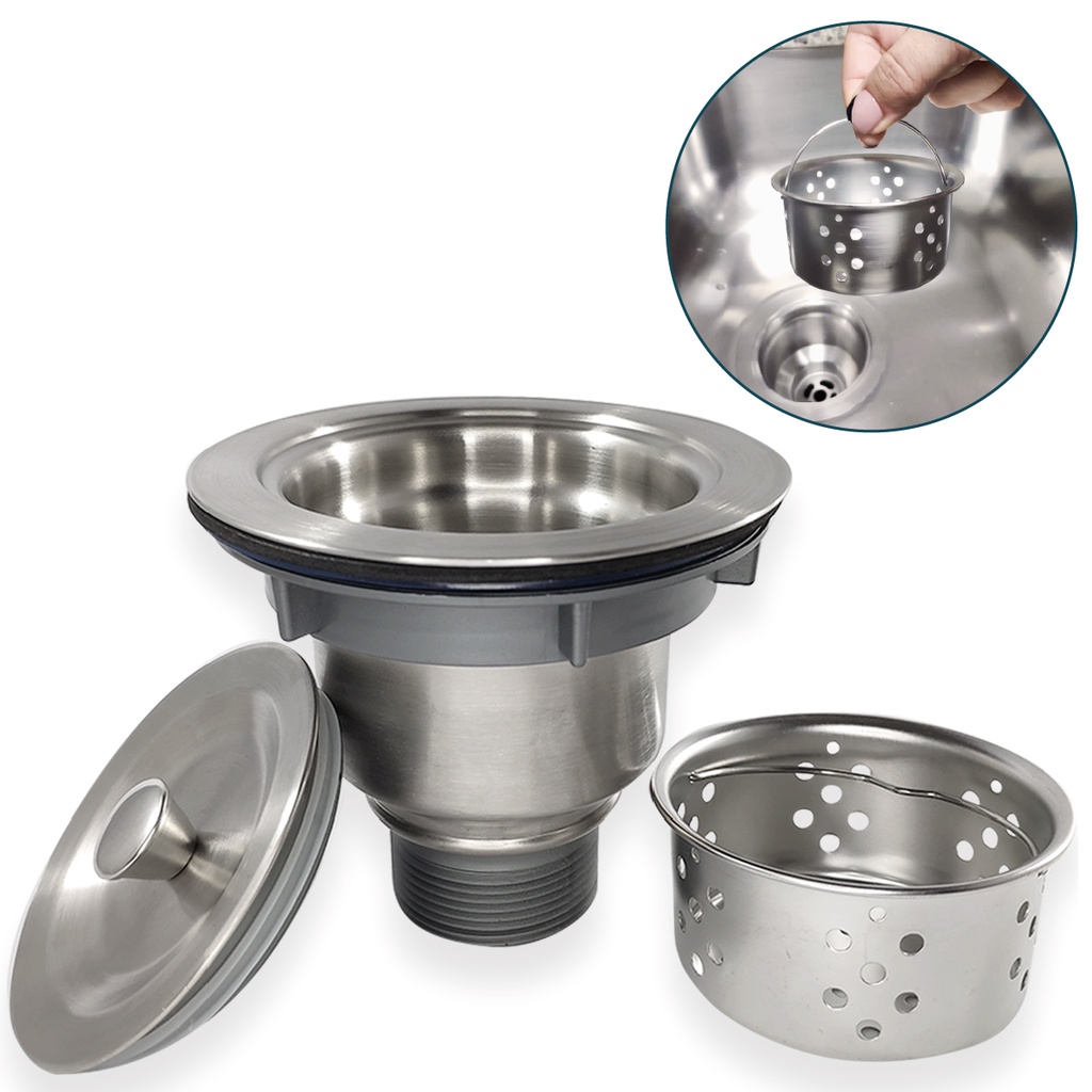 Valvula Pia Cozinha 4 1/2 Inox Com Cesto Basket Removível Ralo de pia ...