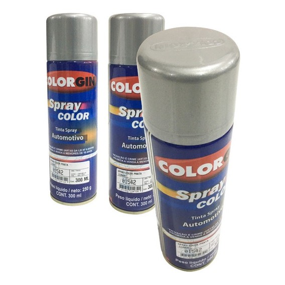 Tinta Spray Automotiva PRATA LUNAR 300ml COLORGIN | Shopee Brasil