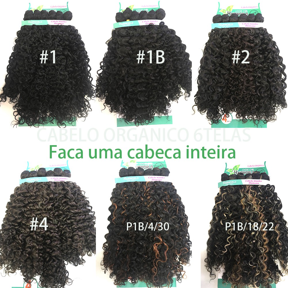 Cabelo Organico Humano Cacheado 300gramas 6telas/Pacotes | Shopee Brasil
