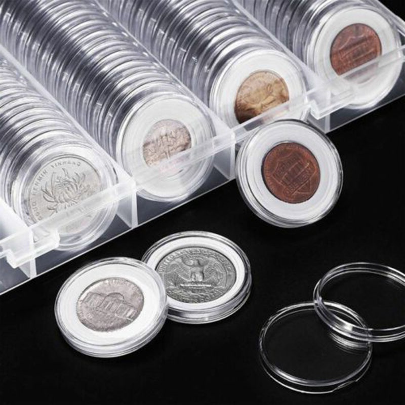 Cápsulas Para Moedas 100 Pcs De 27mm Porta Moedas Colecionador Caixa ...