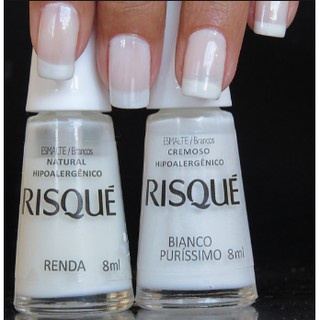 Kit 1 Esmalte Risqué Renda +1 Risqué Bianco Puríssimo 8ml cada | Shopee ...