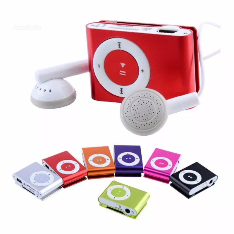 Mini Mp3 player com suporte tipo clip + cartão micro sd + cabo + fones ...