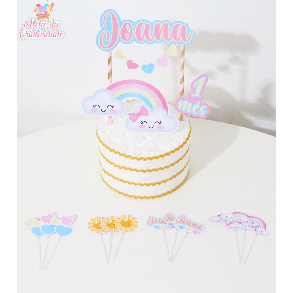 Kit Topo Topper de Bolo + 12 Toppers para docinhos | Shopee Brasil