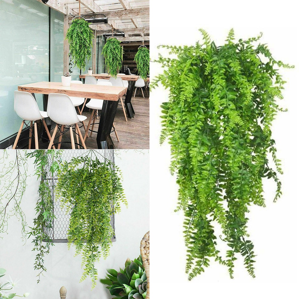 Planta Samambaia Pendurada Verde Artificial Parede Folhagem Para ...