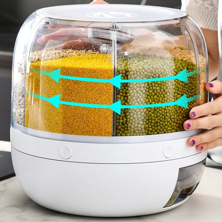 Grão De Armazenamento Caixa De Giro Compartimento Selado Jarra Comida ...