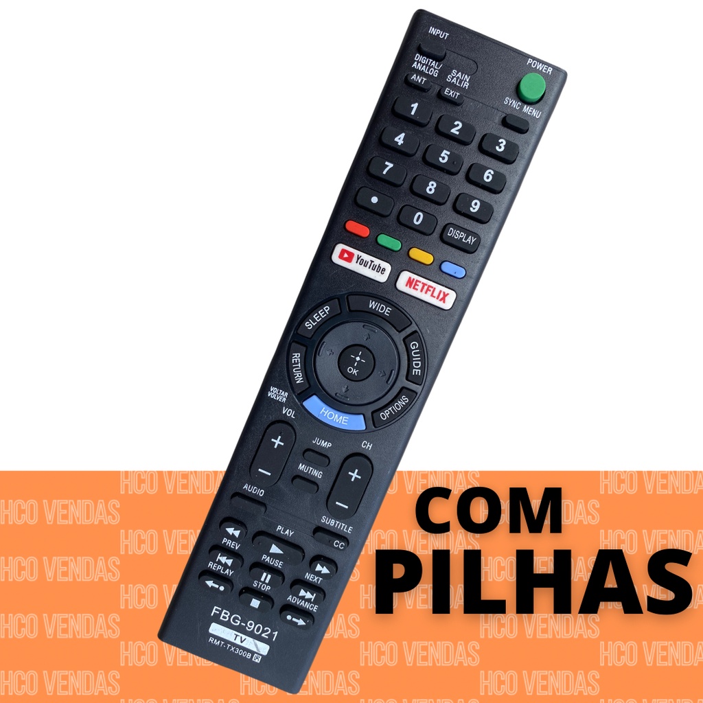 Controle Tv Sony Smart 4k Rmt-tx300b Com Youtube E Netflix | Shopee Brasil