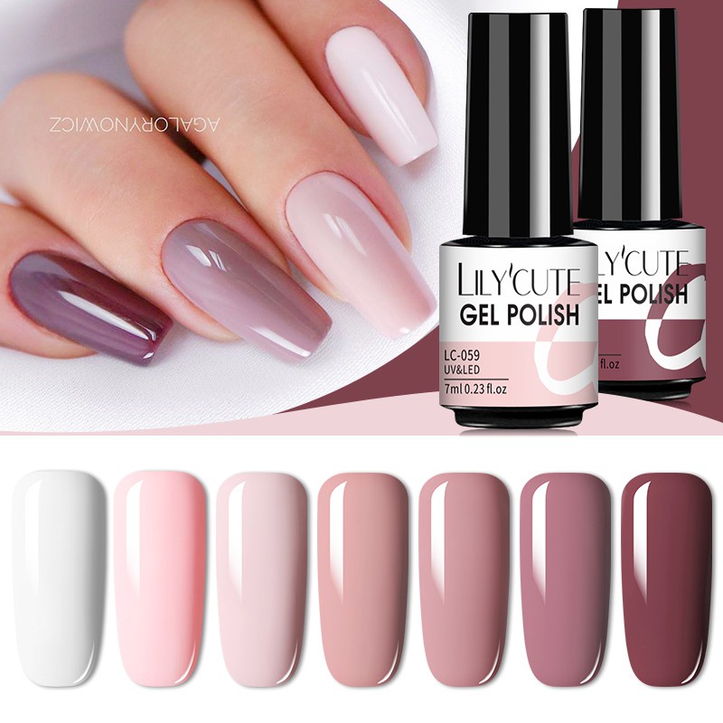 LILYCUTE Gel Para Unhas Com 7 Ml Esmalte UV Arte Esmalte Gel Nude | Shopee Brasil