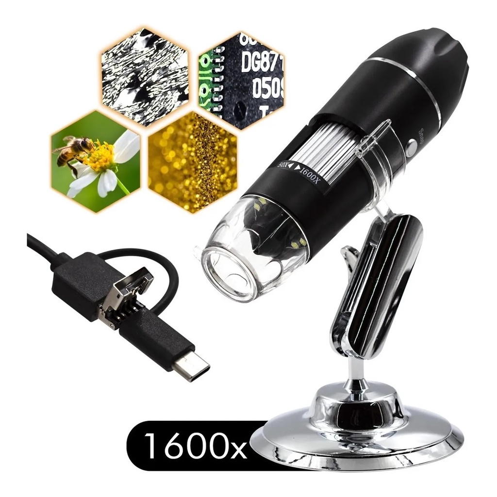 Microscópio Portátil de Bancada Zoom 1600x Cam 2.0 Mp Profissional ...