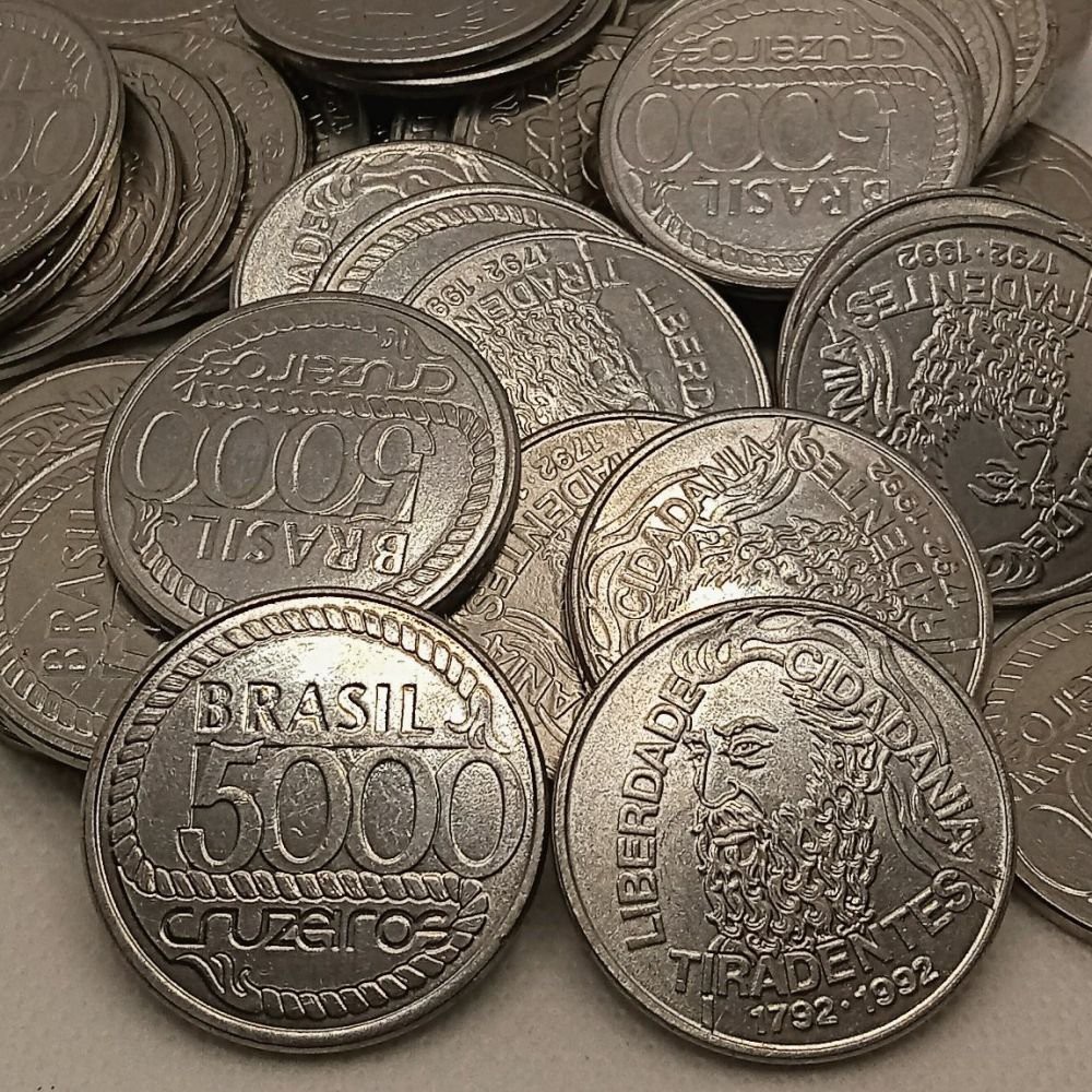 Moeda 5000 Cruzeiros 1992 Tiradentes Centenário Inconfidência Soberba ...