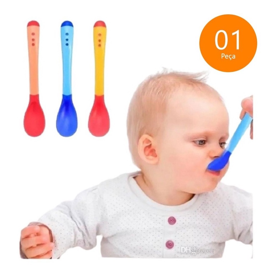 Colher Para Bebe Termica Silicone Sensivel A Temperatura Colher ...