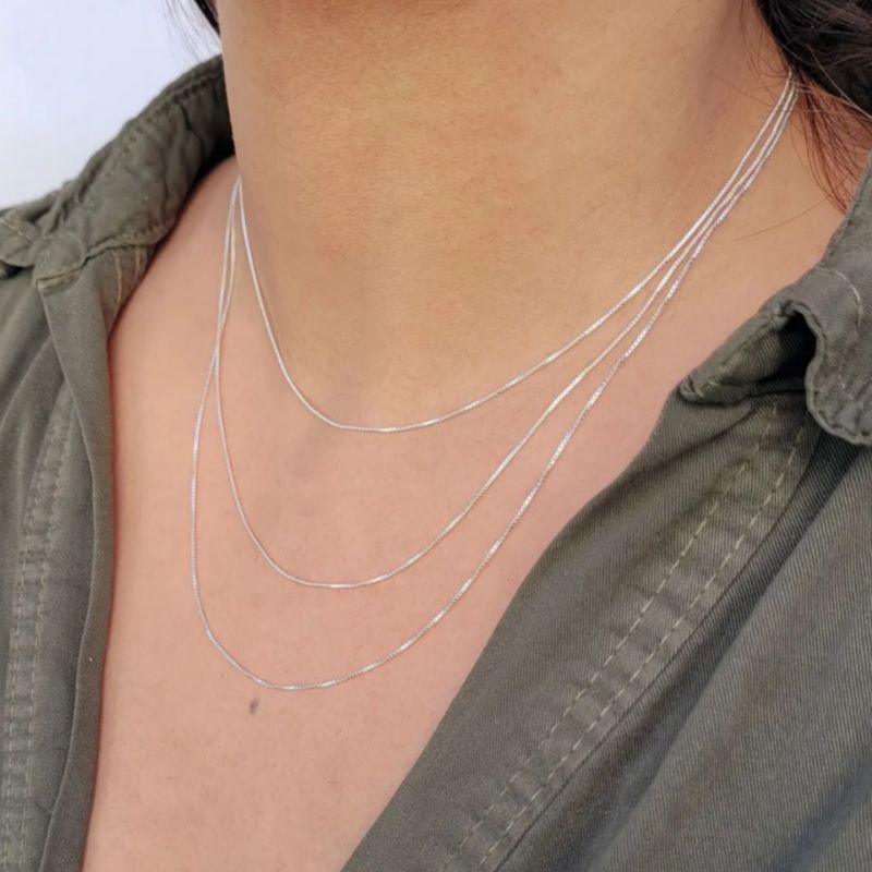 Corrente Veneziana | 0.8mm V12 | Prata 925 | 45cm ou 50cm | Shopee Brasil