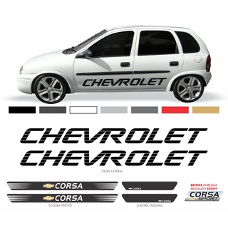 Kit Adesivos Chevrolet Corsa Faixa Lateral Sport + Soleira + Brinde ...