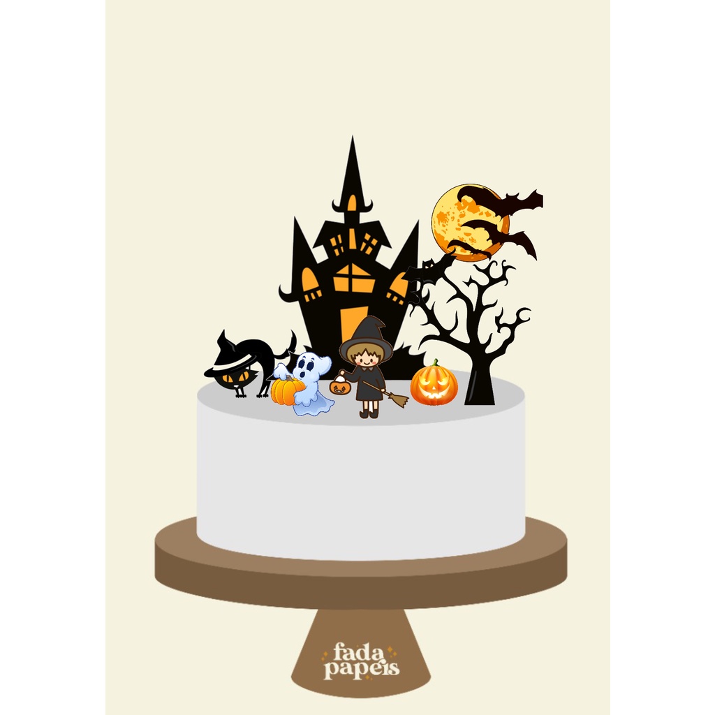 Topo de Bolo Personalizado Halloween | Shopee Brasil