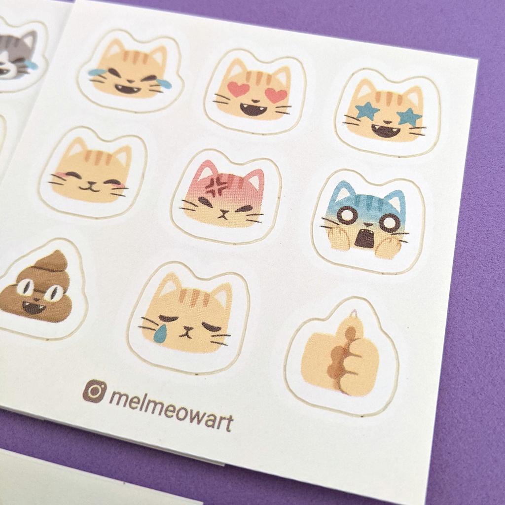 Mini cartela adesivos stickers emoji gatos | Shopee Brasil